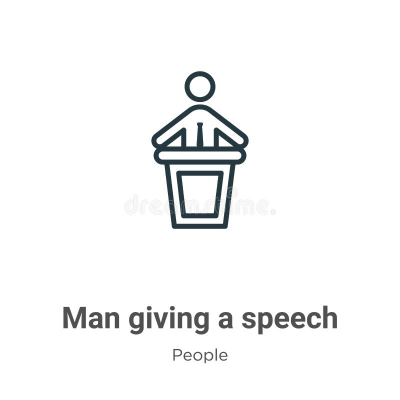 Man Giving a Speech Outline Vector Icon. Thin Line Black Man Giving a ...