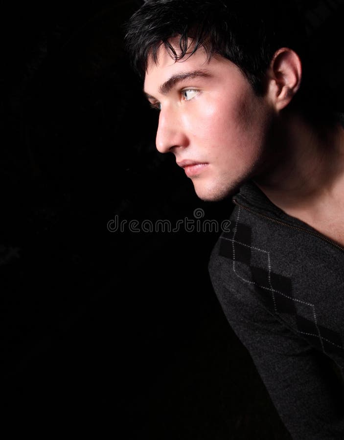 Man glancing away stock image. Image of male, profile - 7169825