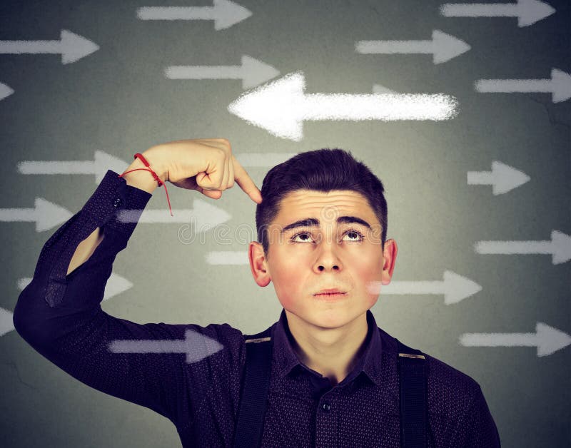 Man in Glasses Has a Second Thought Choice Rethinking Stock Image ...