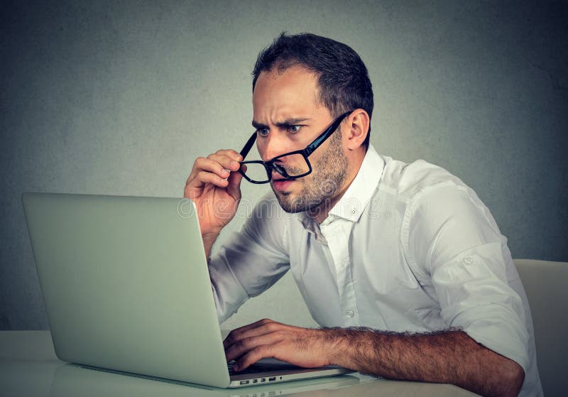 Man With Glasses Having Trouble Seeing Phone Screen Vision Problems
