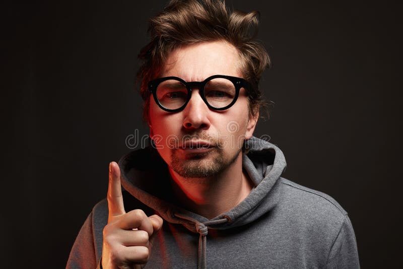Man in Glasses Portrait. Smart Funny Boy Stock Image - Image of ...
