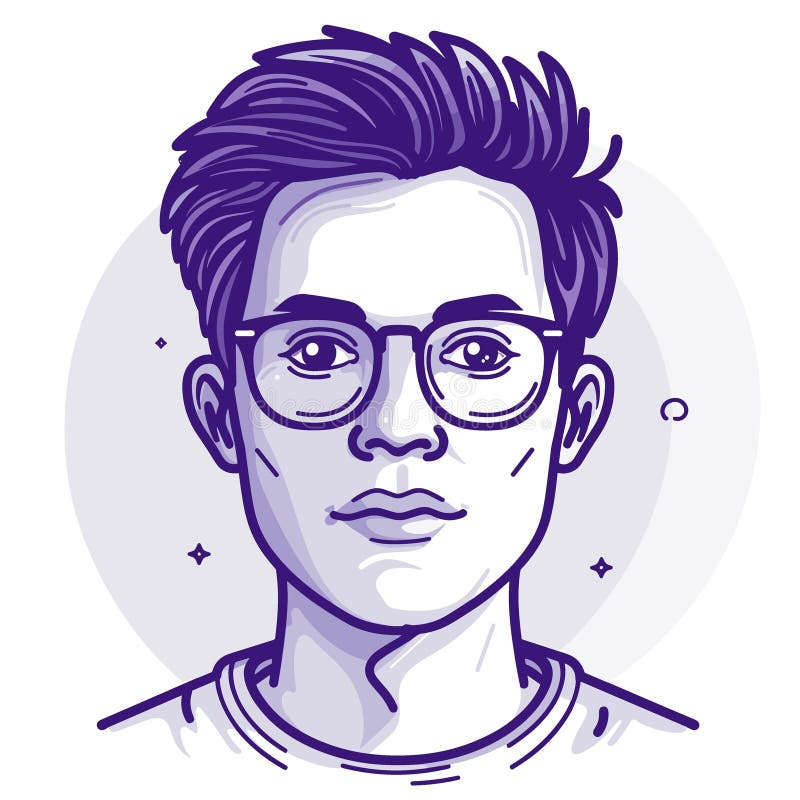 Man with Glasses and a Purple Background. Future Style Stock ...