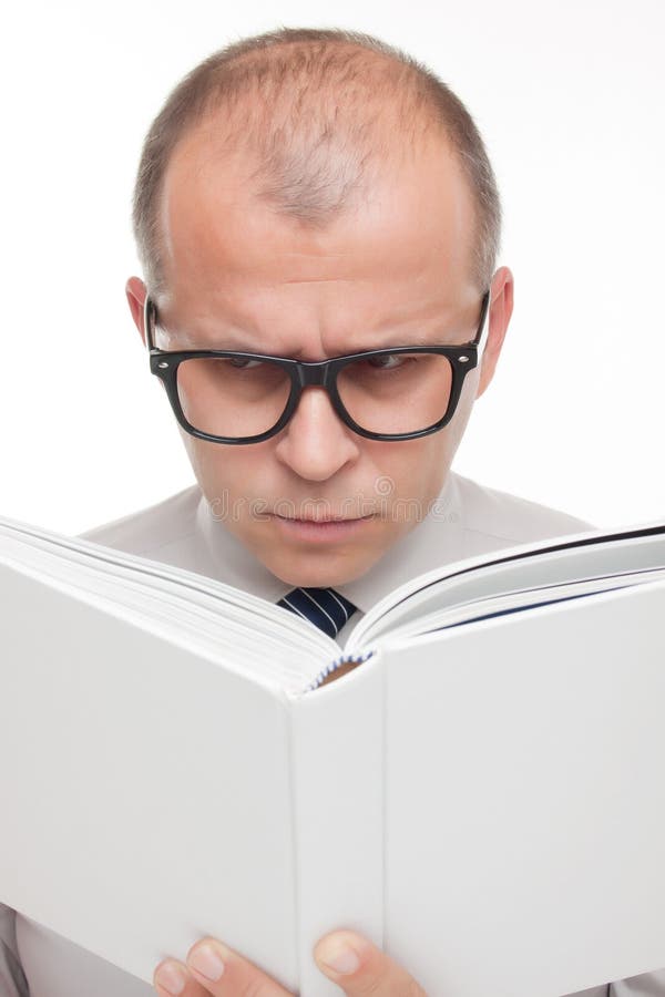 Weird nerd reading a book stock image. Image of weird - 11673991
