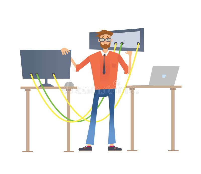Cartoon Computer Man Repair Stock Illustrations – 946 Cartoon Computer ...