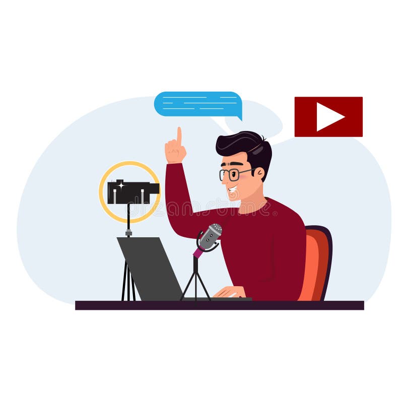 Man with Glasses is Seated at a Desk, Actively Streaming or Recording ...