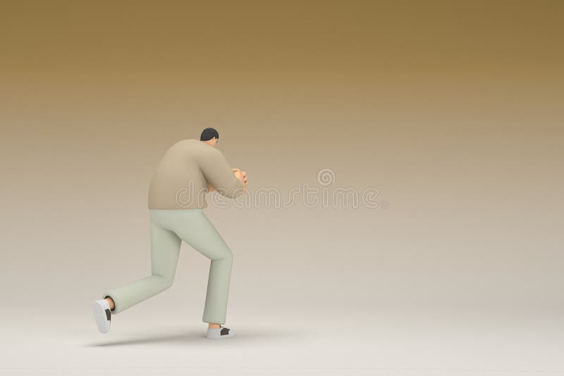 A Man with Glasses Wearing Brown Cloth. he is Pulling or Pushing ...