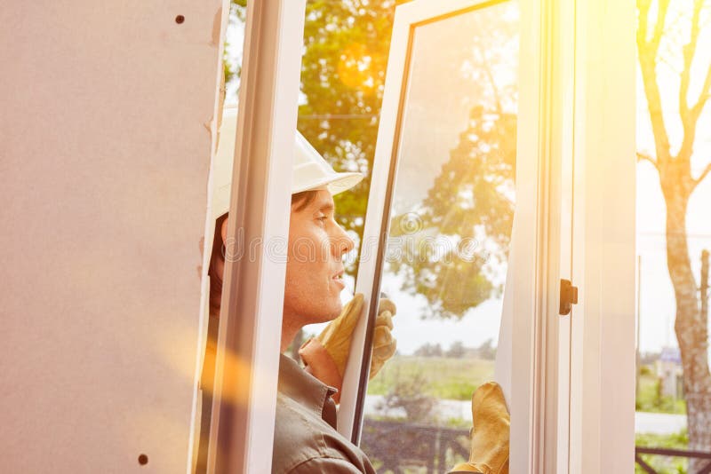 Assemble Windows when Building a House Stock Photo - Image of glaziery ...