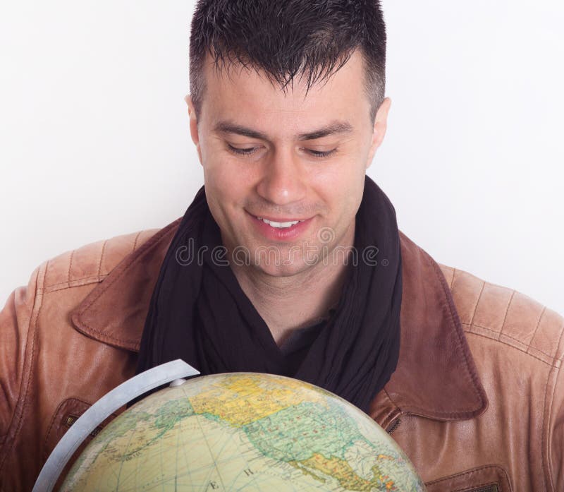 Man with globe stock photo. Image of person, power, earth - 61338276