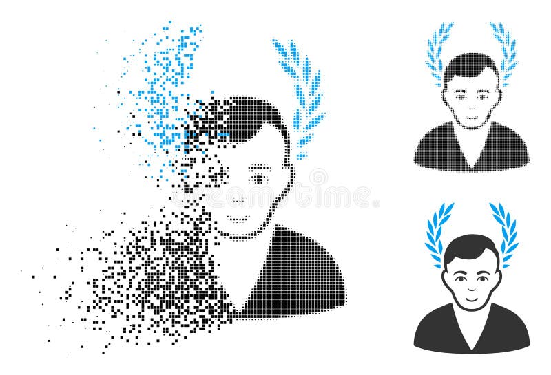 Disintegrating Dotted Halftone Man Glory Icon with Face Stock Vector ...