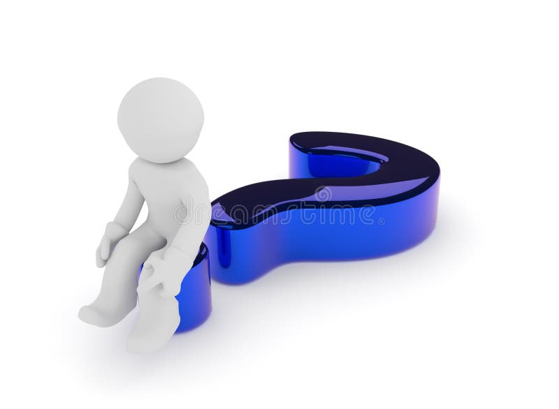 3d Blue Man with Question Mark Stock Illustration - Illustration of ...
