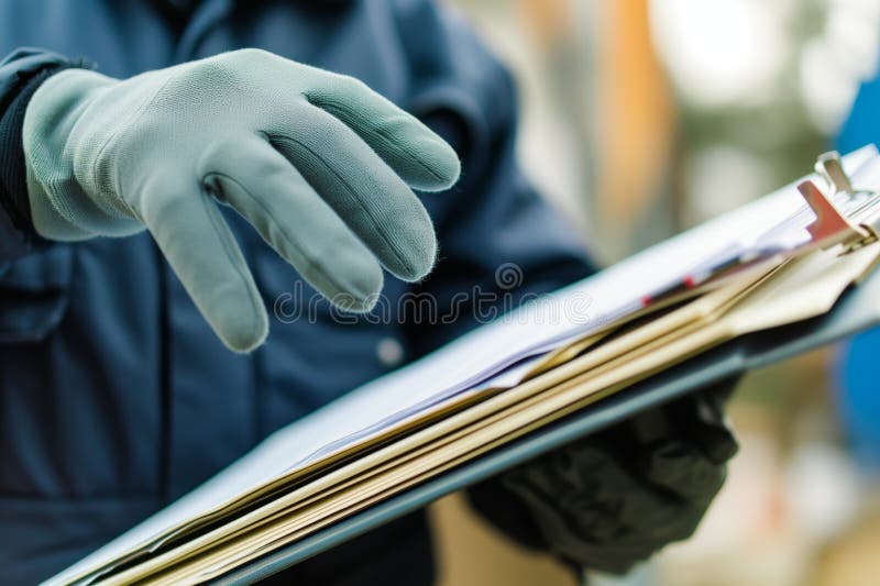 Man in Gloves Flipping through Business Plan Binder Stock Photo - Image ...