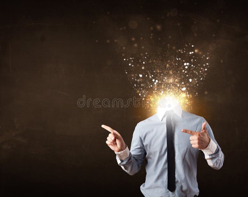 Man with Glowing Exploding Head Stock Image - Image of burst, bomb ...