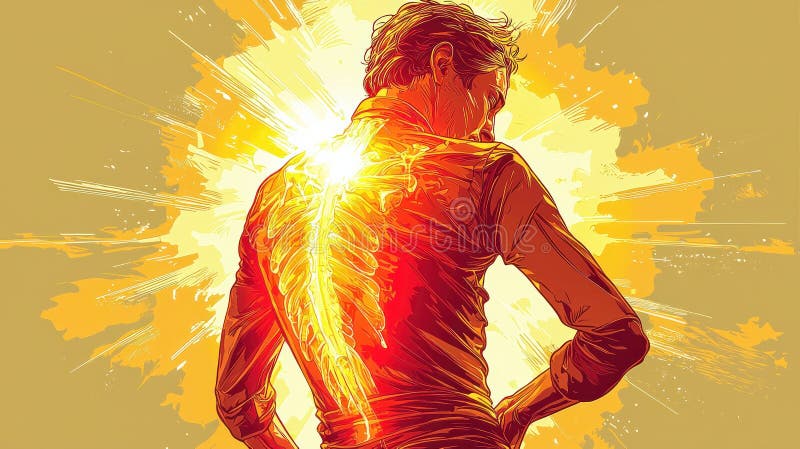 Man with Glowing Spine Standing in Front of an Explosion Stock ...