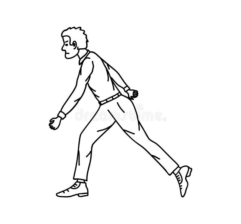 Man Goes Forward. Side View Stock Illustration - Illustration of black ...