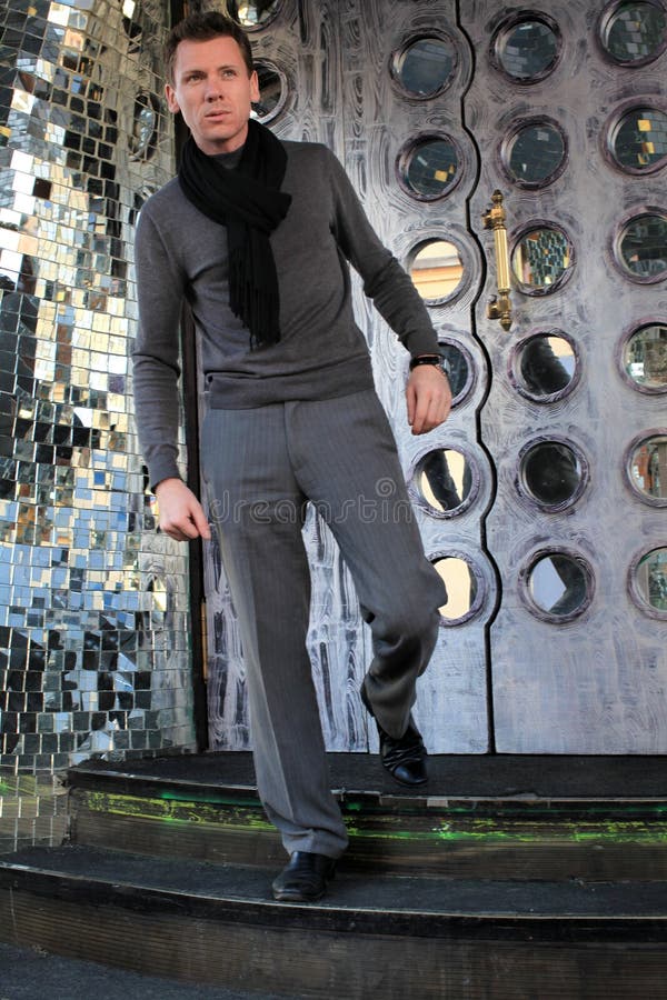 Man goes out of club stock photo. Image of staircase - 16334622