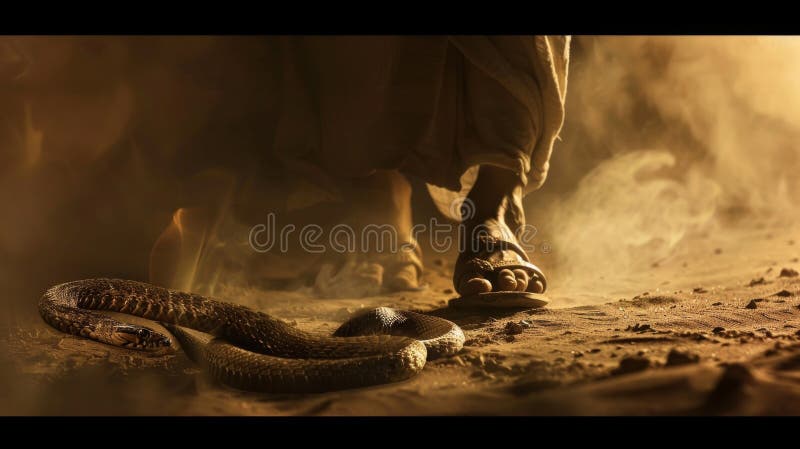 Man Goes Over the Snake. Generative AI. Stock Illustration ...