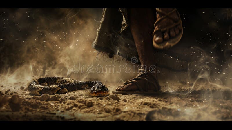 Man Goes Over the Snake. Generative AI. Stock Illustration ...