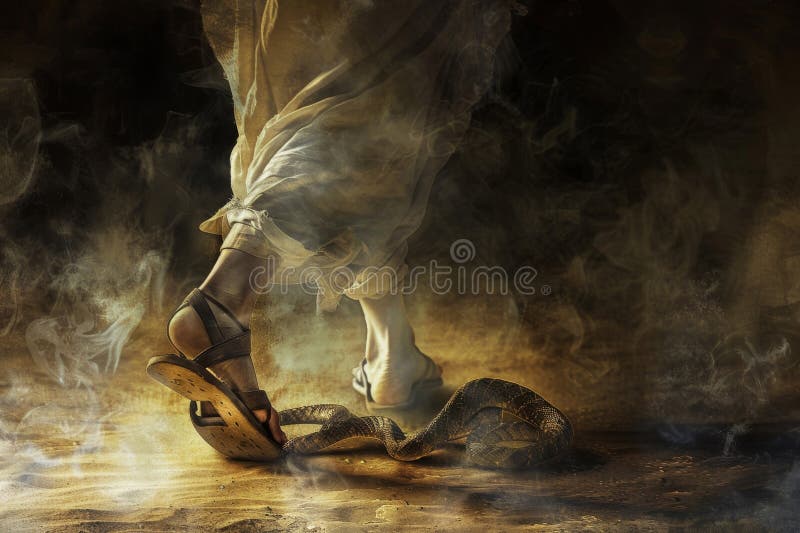 Man Goes Over the Snake. Generative AI. Stock Illustration ...