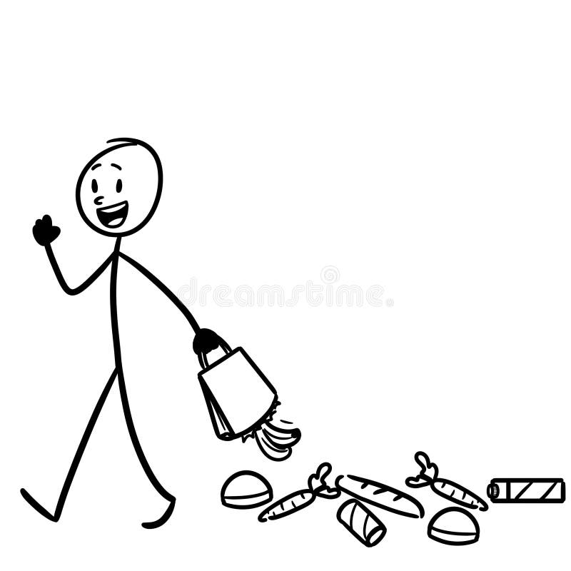 A Man Goes Shopping and Drops Everything Inside Stock Illustration ...
