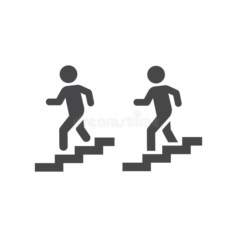 Man Going Up the Stairs , Man Going Down Staircase Symbol. Stock Vector ...