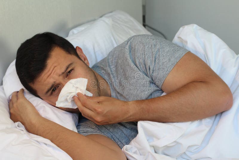 Man Going through the Flu in Bed Stock Image - Image of health, duvet ...