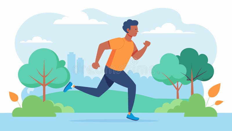 A Man Going for a Run in the Park Using the Physical Activity As a Way ...