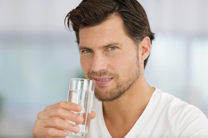 Man Going To Drink Water from Glass Stock Photo - Image of therapy ...