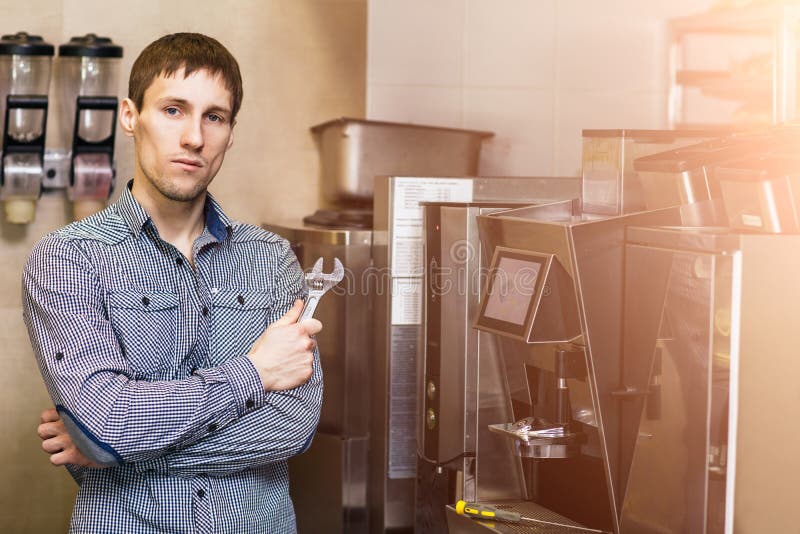 Repairing of Broken Coffee Machine Stock Image - Image of broken ...