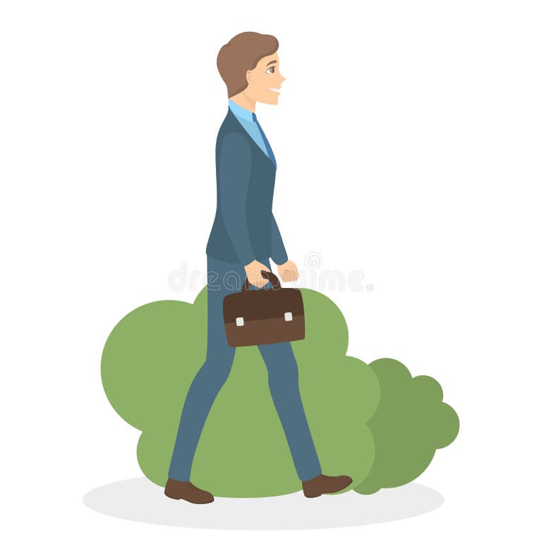 Man going to work. stock vector. Illustration of motion - 113084294