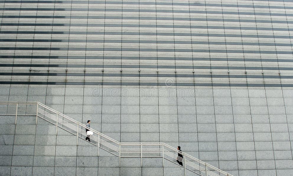 A Man Going Up while Another Going Down the Stairs. Conceptual Image ...