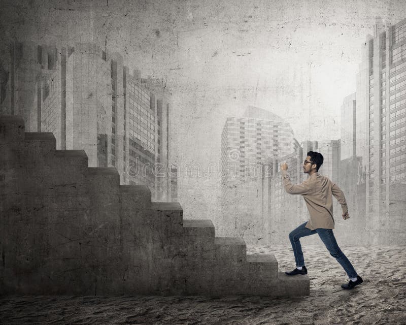 Man Going Up stock image. Image of human, grow, staircase - 68657405