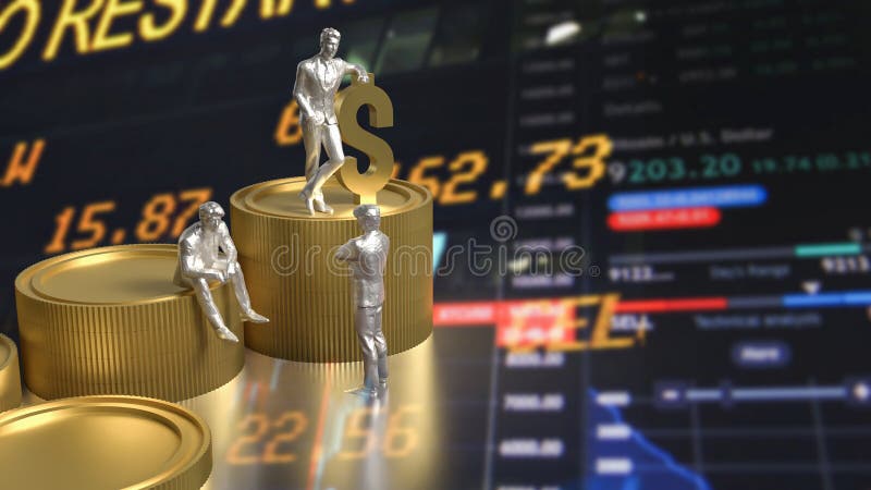 The Man and Gold Coins for Business Concept 3d Rendering Stock ...