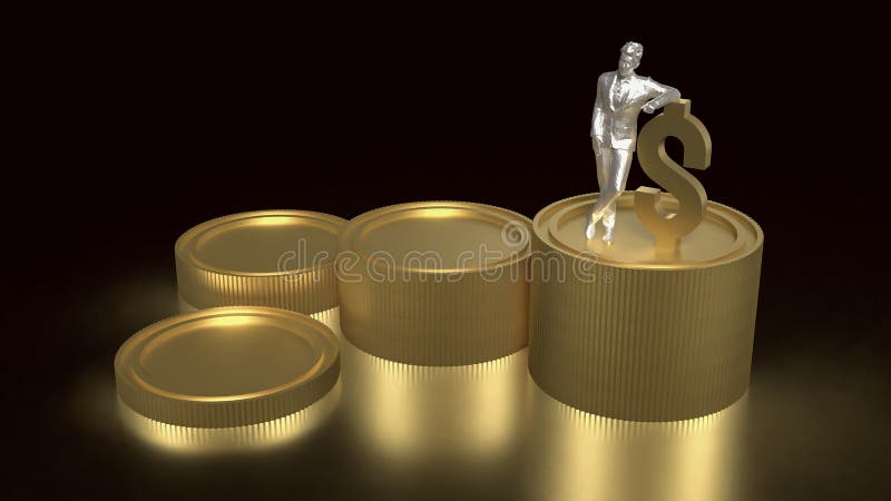 The Man and Gold Coins for Business Concept 3d Rendering Stock ...