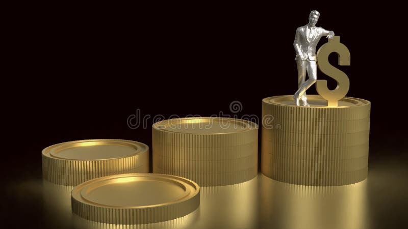 The Man and Gold Coins for Business Concept 3d Rendering Stock ...