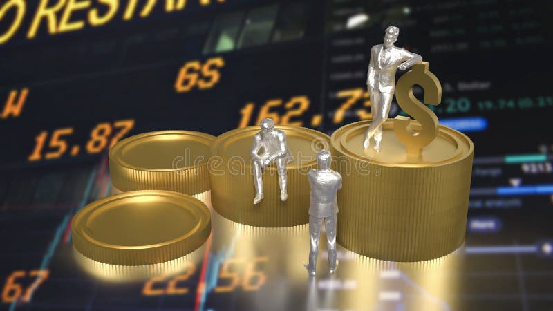 The Man and Gold Coins for Business Concept 3d Rendering Stock ...