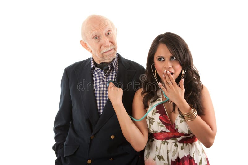 Rich Elderly Man with Gold-digger Wife Stock Image - Image of character ...