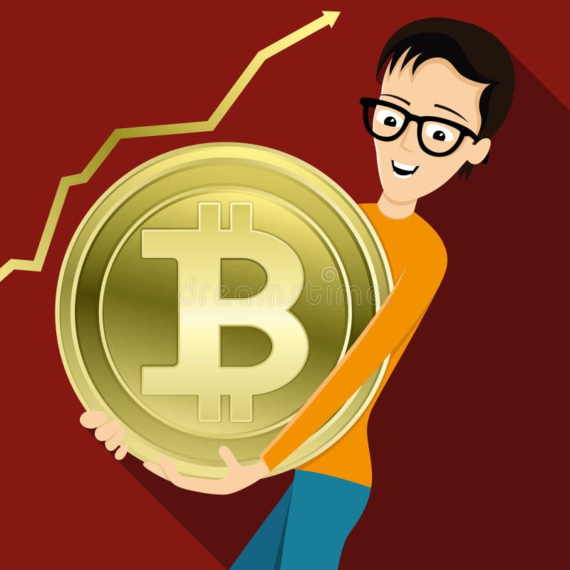 A man with golden bitcoin. stock vector. Illustration of concept ...