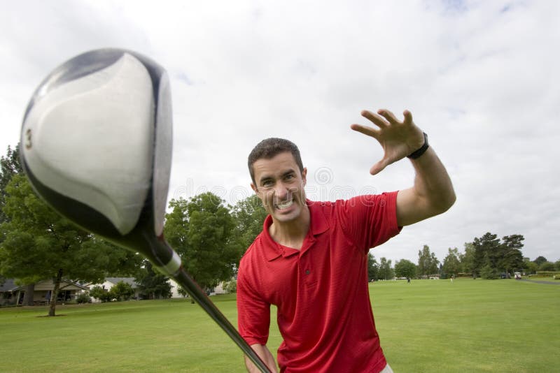 Man with Golf Club - Horizontal Stock Photo - Image of green, cart: 6120886