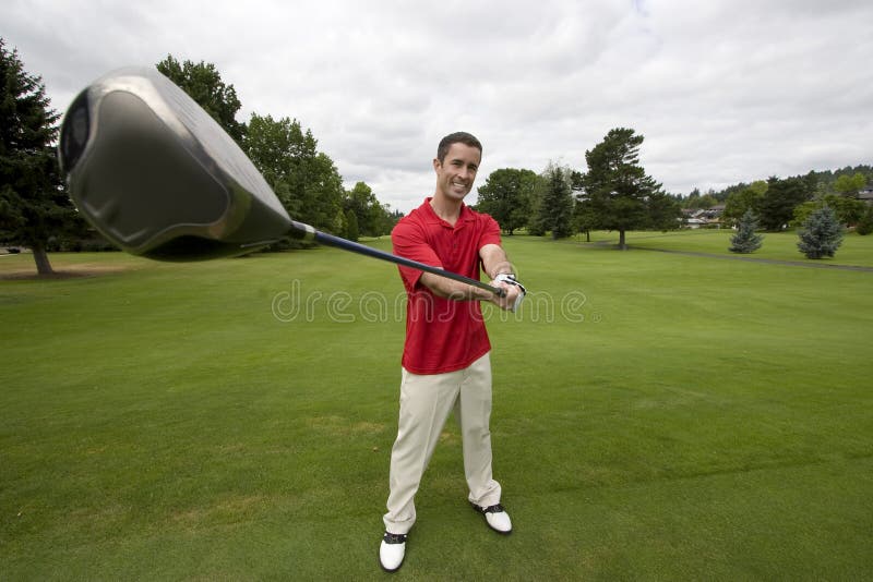 Man with Golf Club - Horizontal Stock Photo - Image of putt, white: 6120908