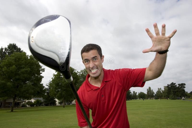 Man with Golf Club - Horizontal Stock Image - Image of laughter ...