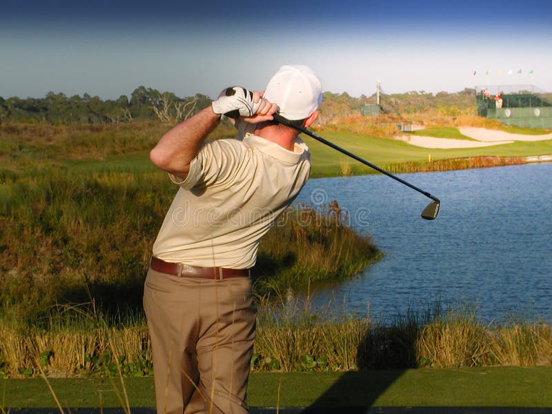 Man Golfer on a Golf Course Editorial Stock Image - Image of green ...