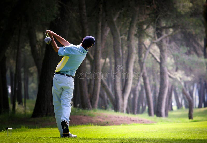Man Golfer on a Golf Course Editorial Image - Image of green, swing ...