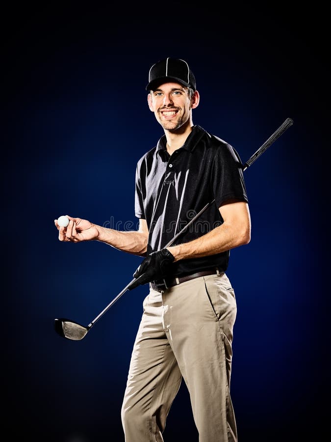 Man Golfer Golfing Isolated Stock Image - Image of golfing, practicing ...