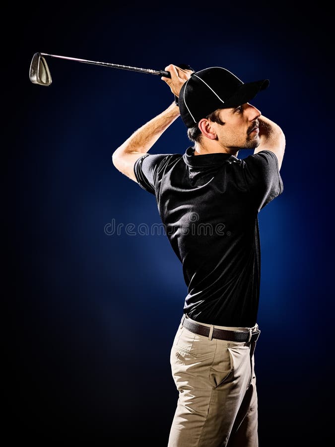Man Golfer Golfing Isolated Stock Photo - Image of playing, people ...