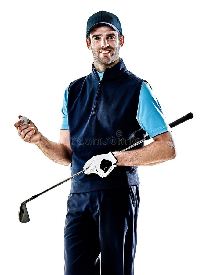 Man Golfer Golfing Isolated Withe Background Stock Photo - Image of ...
