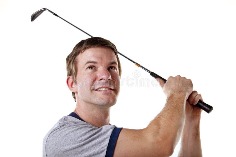 Man Golfing Isolated on White Stock Photo - Image of driver, play: 27610664