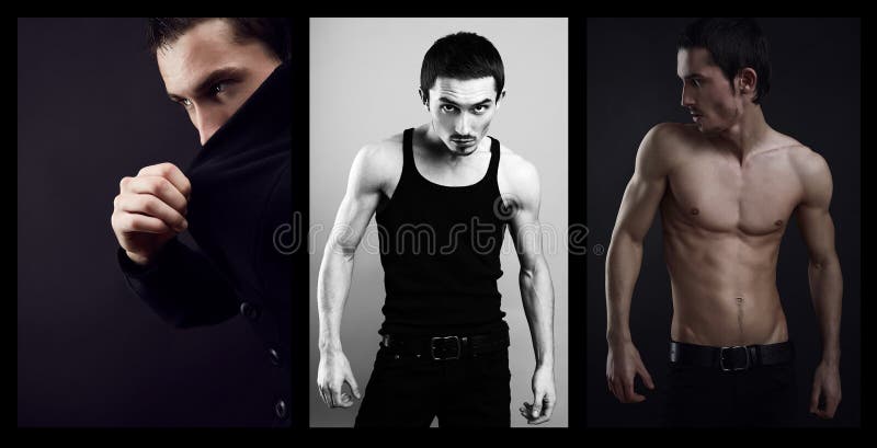 Man with a Good Figure. Collage. Stock Photo - Image of dark, athletic ...