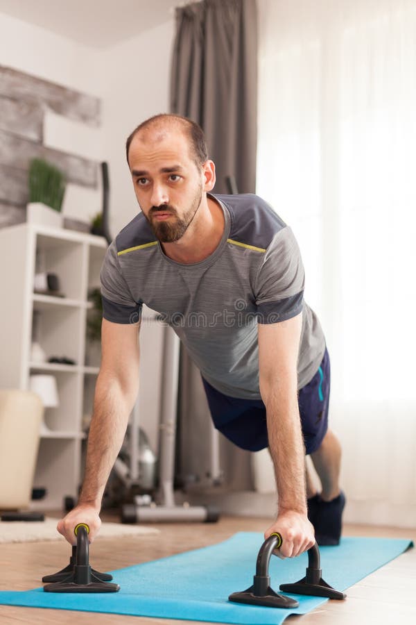 Man in Good Physical Shape Doing Push Ups Stock Photo - Image of body ...