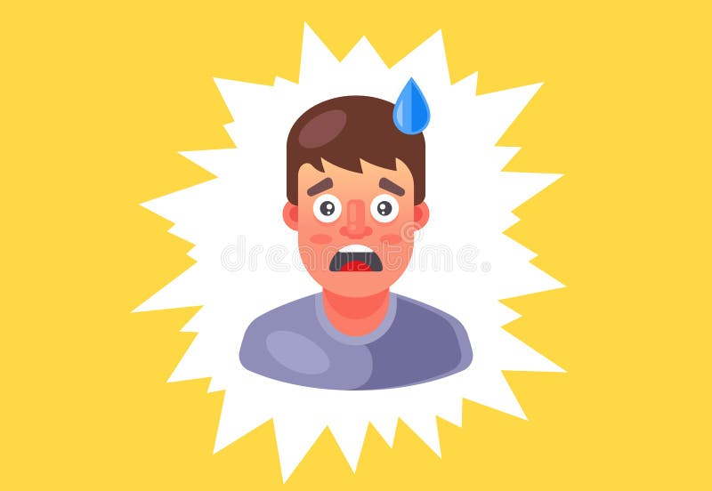 The Man Got Scared and Sweat Runs Down His Forehead. Stock Vector ...