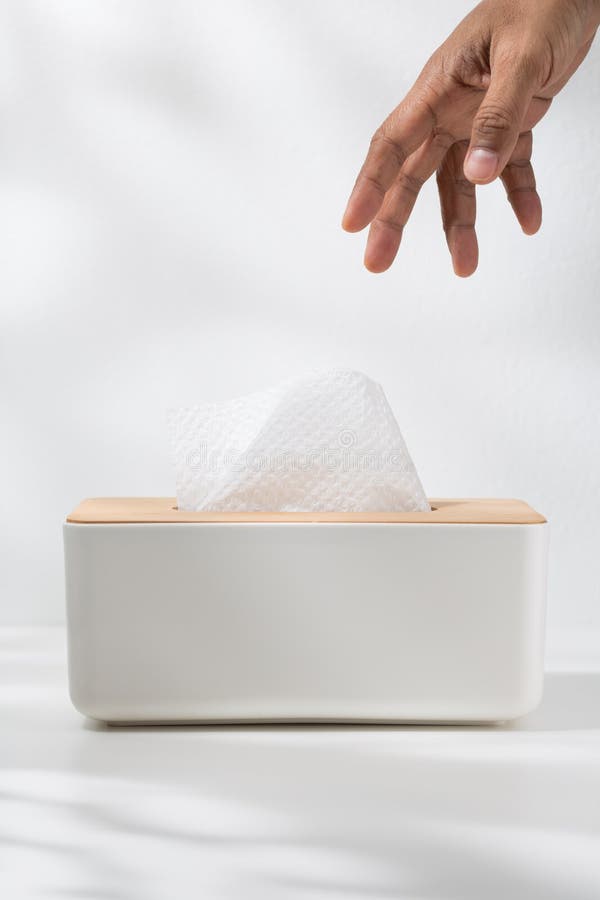 The Man is Grabbing a Tissue Paper from a White Box Stock Photo - Image ...